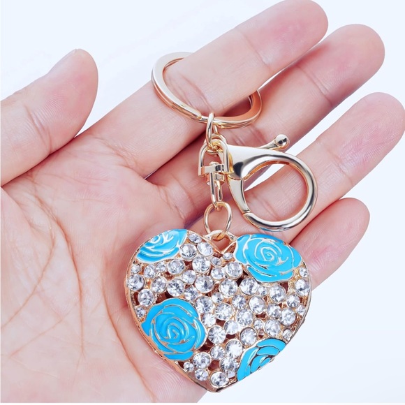 Accessories | Unique Rose Love Heart Shape Rhinestone Key Ring Chain ...